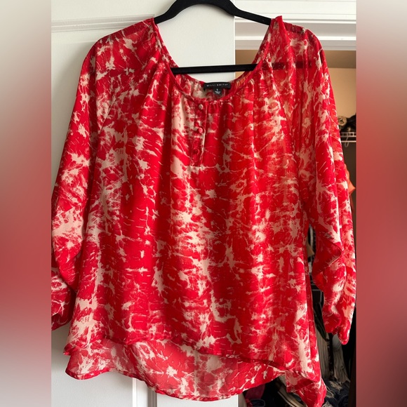 Willi Smith | Tops | Small Red Flowy Shirt | Poshmark